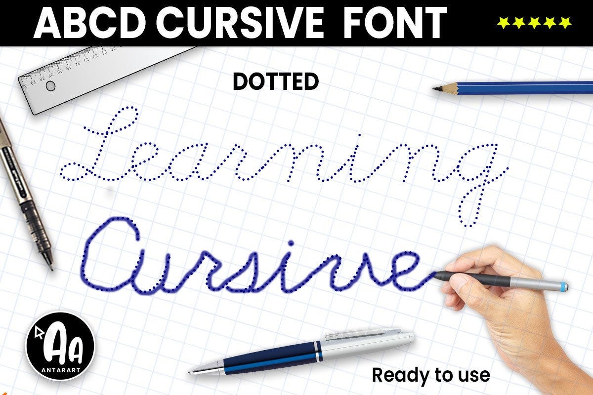 Abcd Cursive Dotted Font - Teachinnovator - Medium
