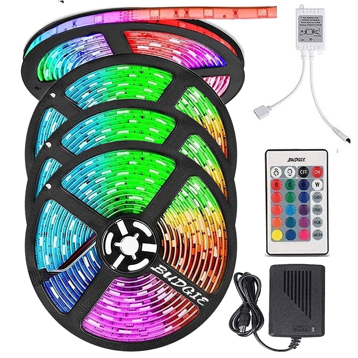 BUDGIE RGB LED Strip 5 Meter Multicolour with 24 Key Remote 12 Volt ...