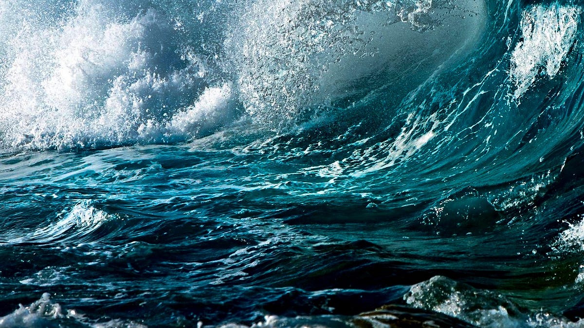 Waves on a windy day. Ocean waves crashing against the shore… | by ...