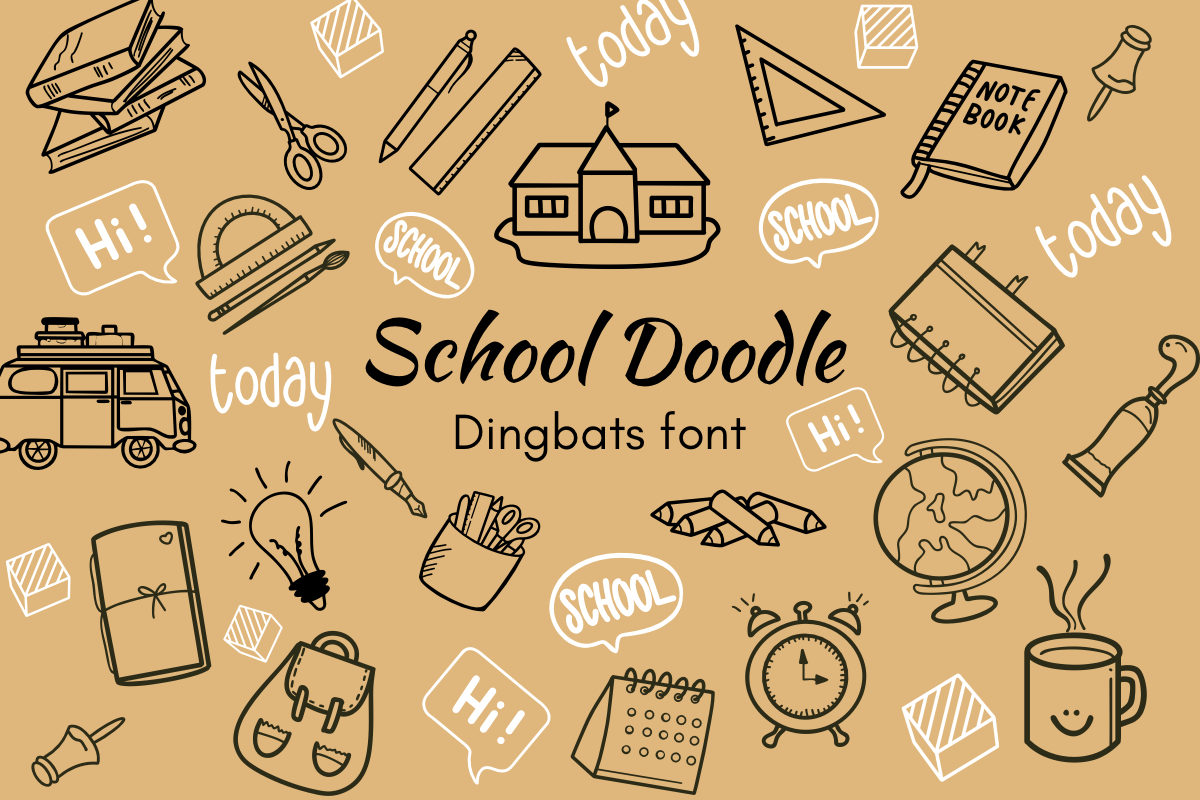 School Doodle Font - Echoelement - Medium