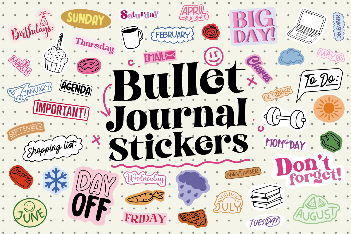 Bullet Journal Sticker Set (Planner SVG & Crafts) | by Andytest | Apr ...
