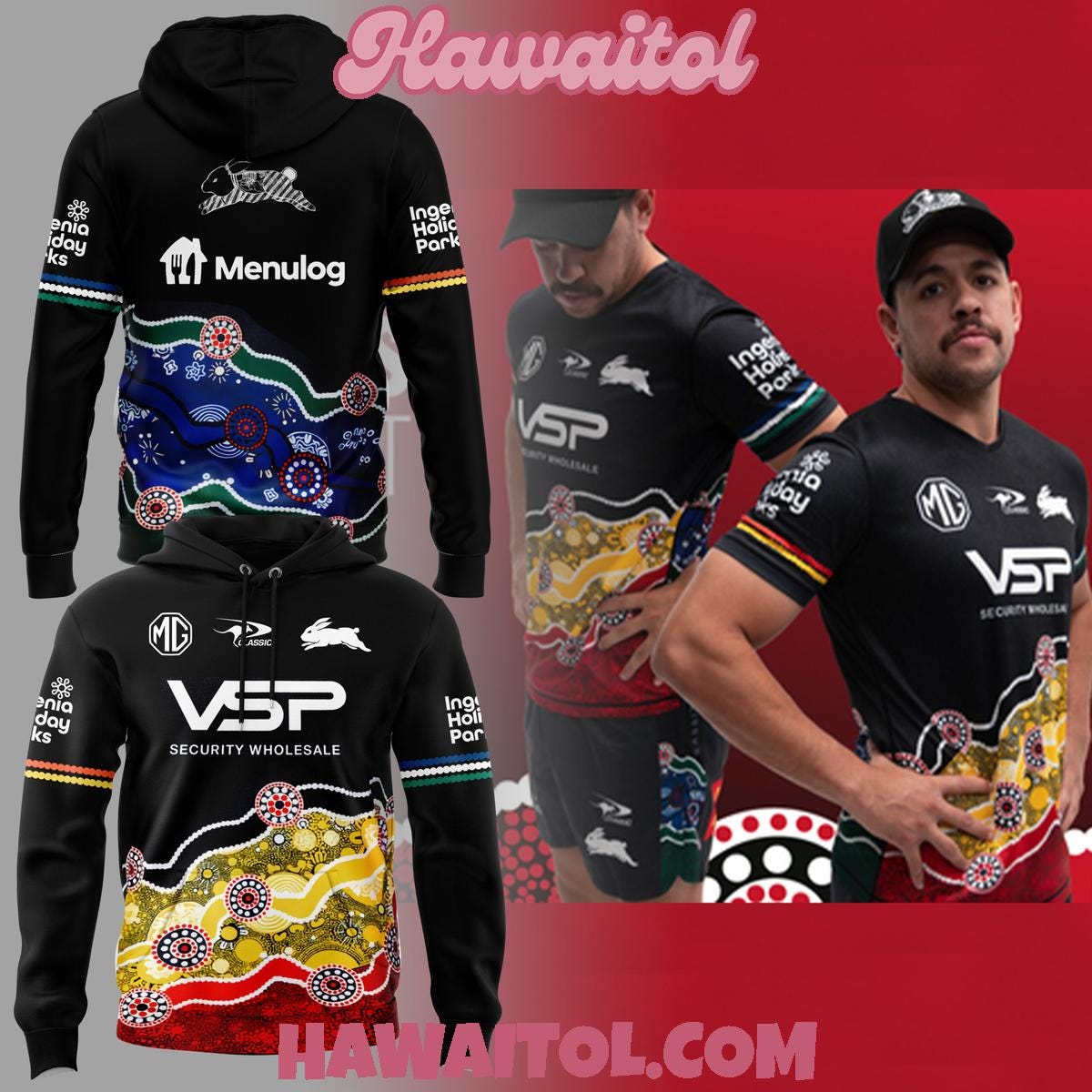 South Sydney Rabbitohs Indigenous Rugby Fan Hoodie Shirt | by Hawaitol ...