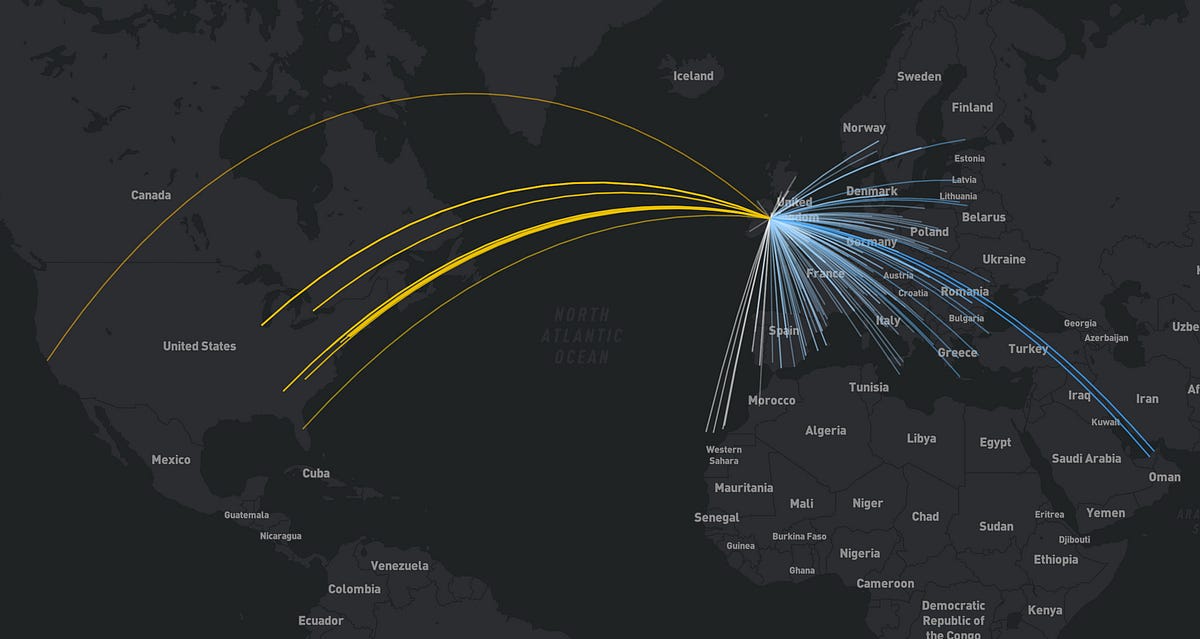 Track your jetlag with data-driven line-color | by Mapbox | maps for ...
