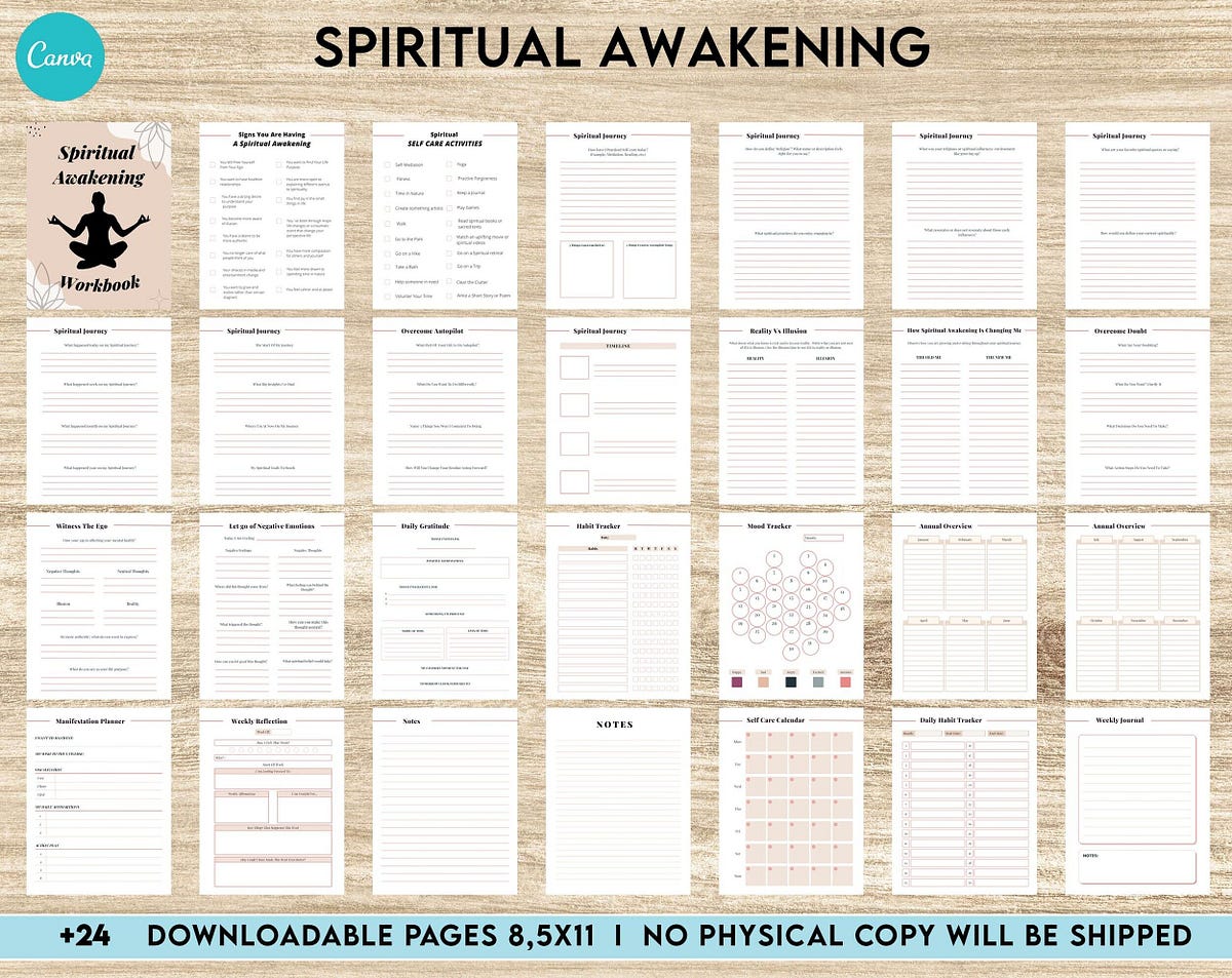 Editable Templates Spiritual Awakening Workbook for Self Discovery ...