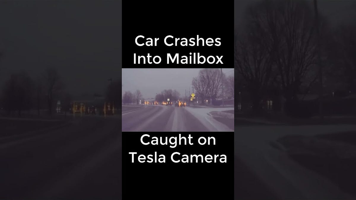 Car Crashes Into Mailbox Caught on Tesla Camera | Teslacam Live ...