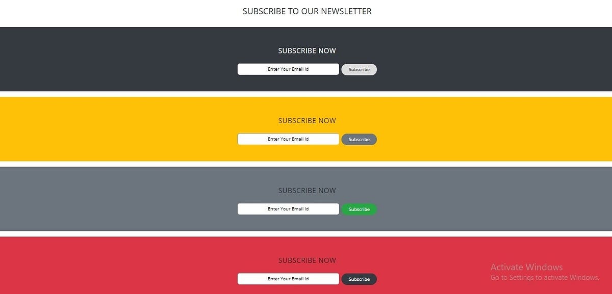 Basic Newsletter Subscription Form In Bootstrap 4 | by w3hubs | Medium