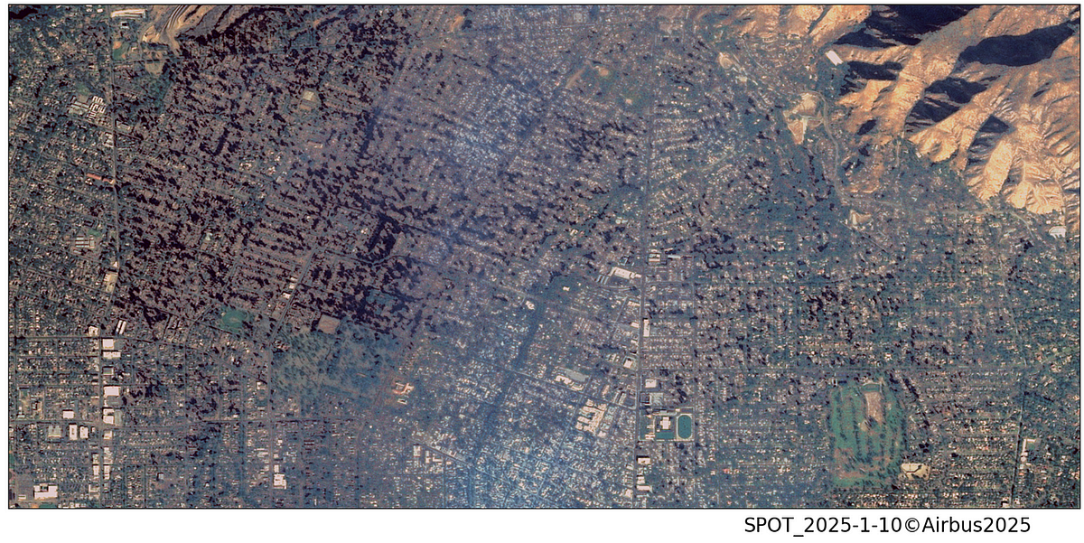 Monitoring of the L.A. Wildfires 2025 using Airbus SPOT satellite ...