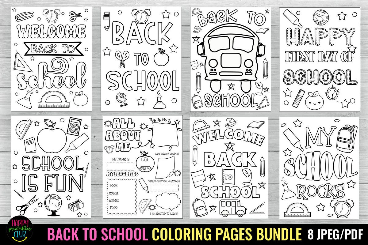 Back to School Coloring Pages Bundle Free | by Epicureanaesthetics ...