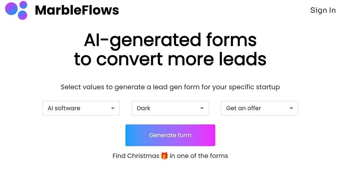 MarbleFlows — AI-generated forms to convert more leads. - Tastic AI - AI tools - Medium
