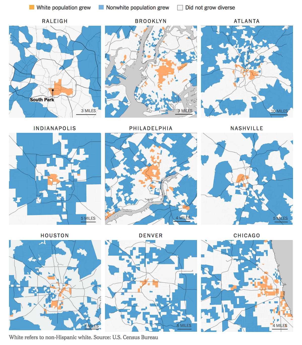 Neighborhoods that grew more diverse between 2000 and 2017 | by Mapbox ...
