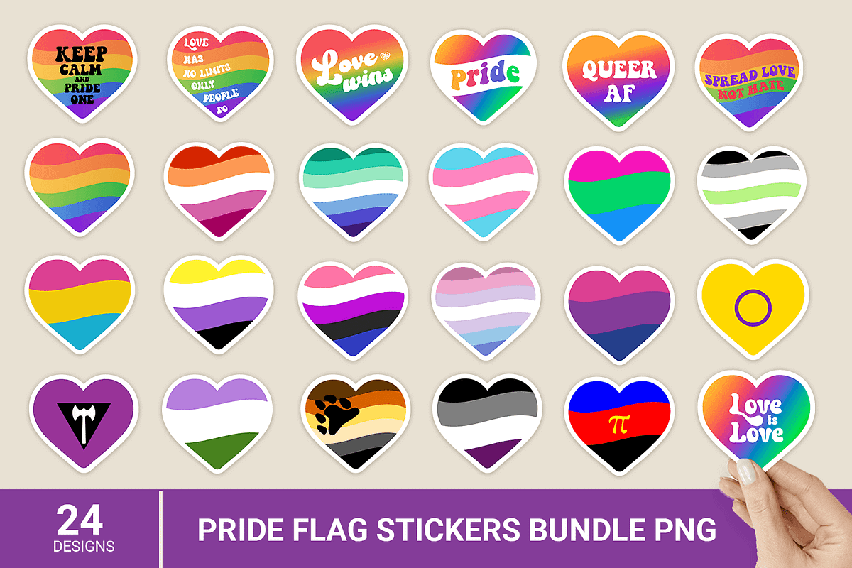 Pride Stickers Bundle, LGBTQ Pride Flag (Craft Graphics) | by ...