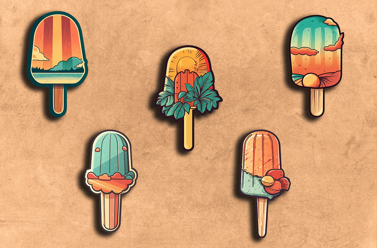 Retro Summer Stickers Bundle Clipart Set Free Download | by Prismpixel ...