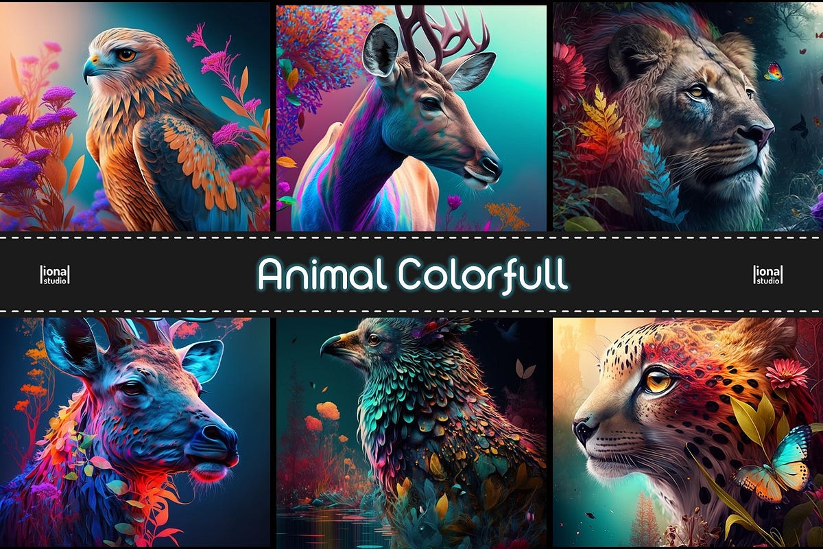 Animal Colorfull Background - Glowglyph - Medium