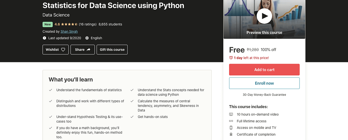 Statistics for Data Science using Python Free Certification Course ...