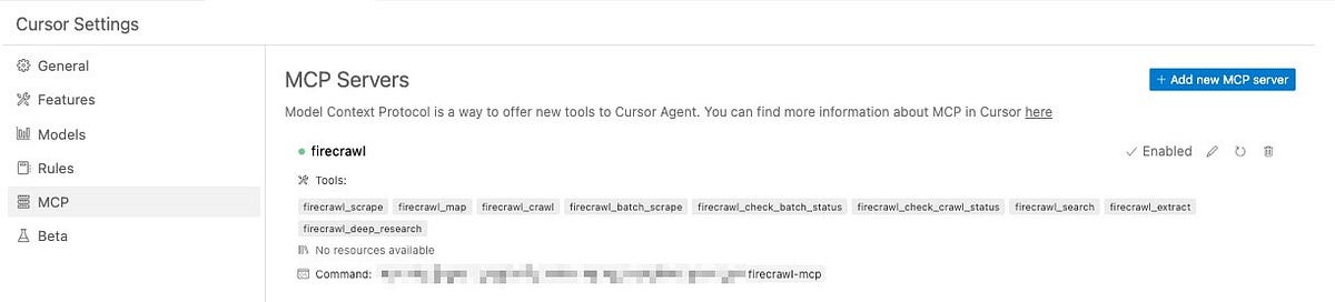 Using Firecrawl MCP in Cursor. Features | by Alan He | Medium
