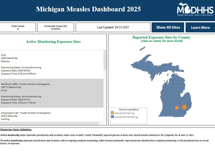 Measles Alert Issued in Mid-Michigan After Possible Exposure at Lansing ...