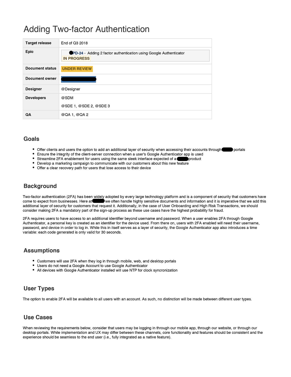 Implementing Two Factor Authentication Using Formal Methods By
