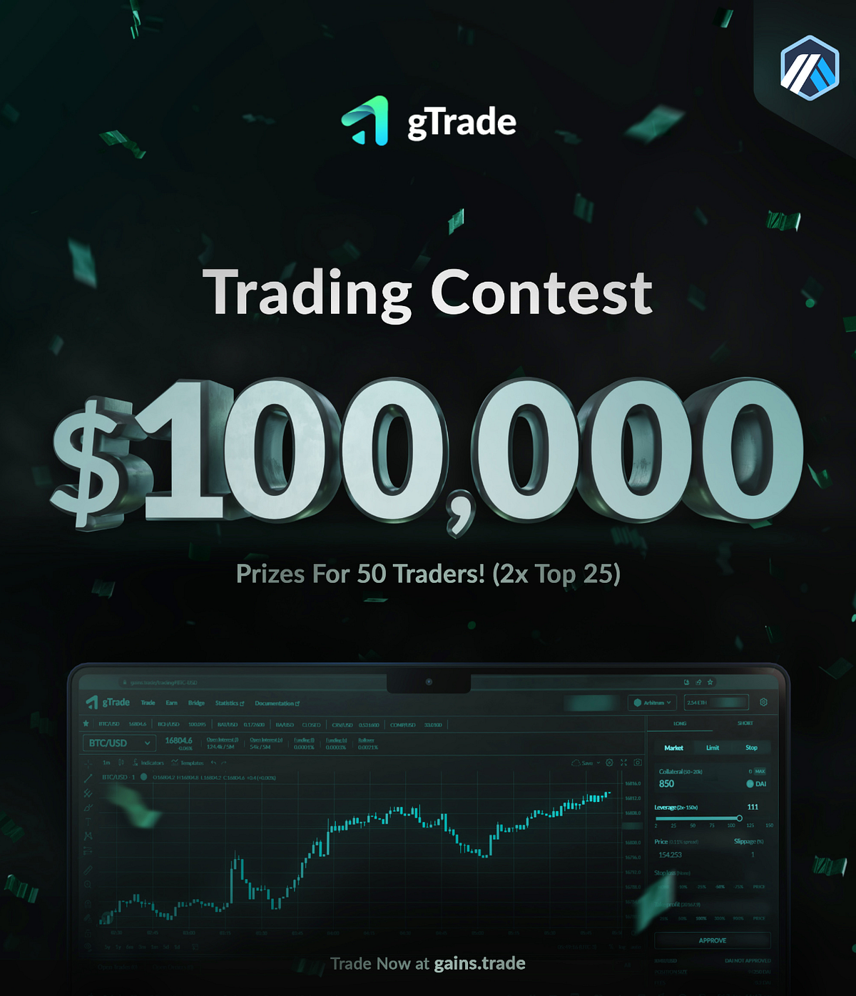 Trading Contest on Arbitrum with 100,000 DAI in Prizes! 🎉 | by Gains ...