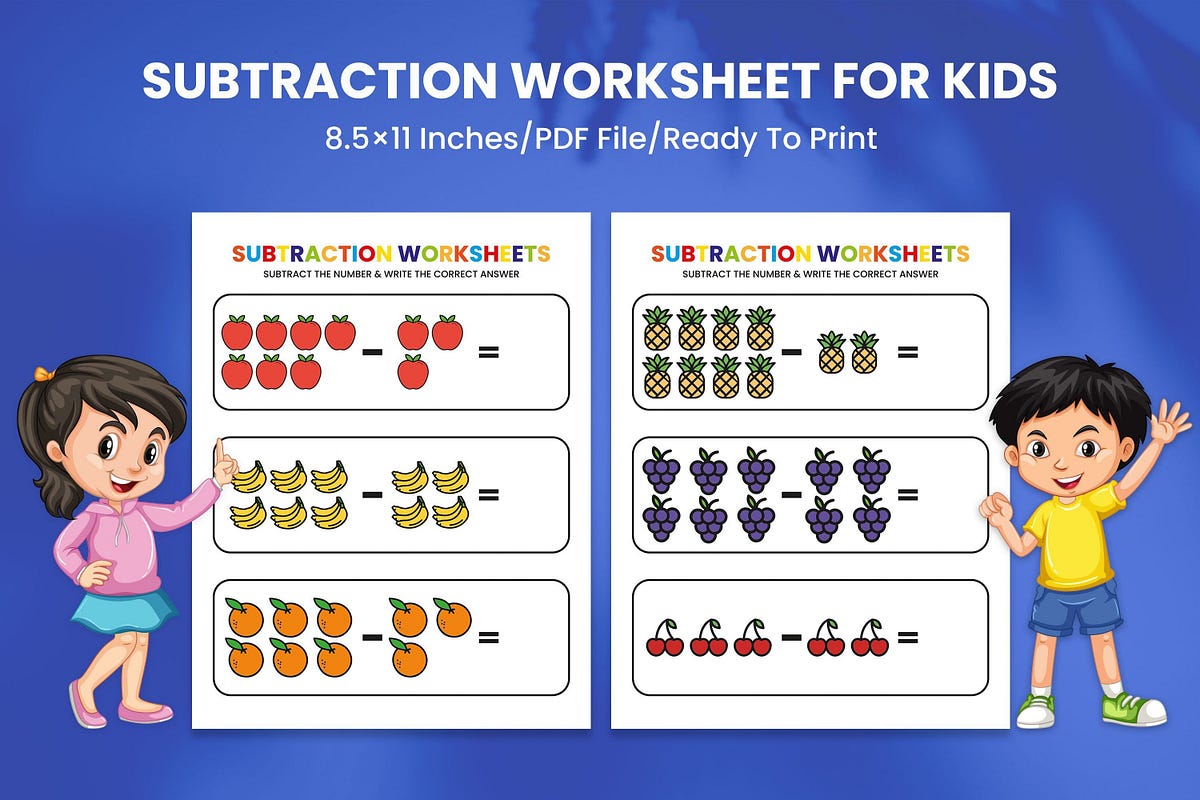 Subtraction Worksheet for Kids Free Download | by Nebulaartisan | May ...