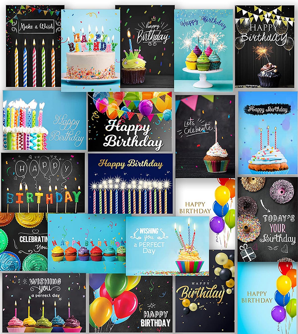 100 Happy Birthday Cards in Bulk with Envelopes, Stickers and Generic ...
