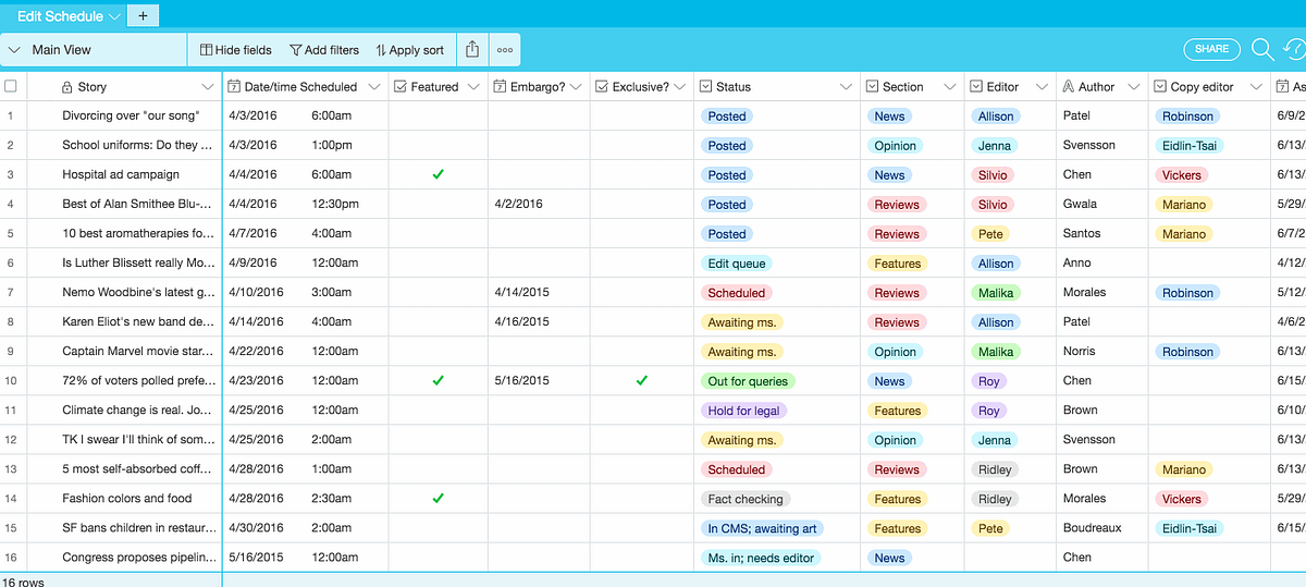 Introducing calendar view | by Airtable | For the Record | Medium