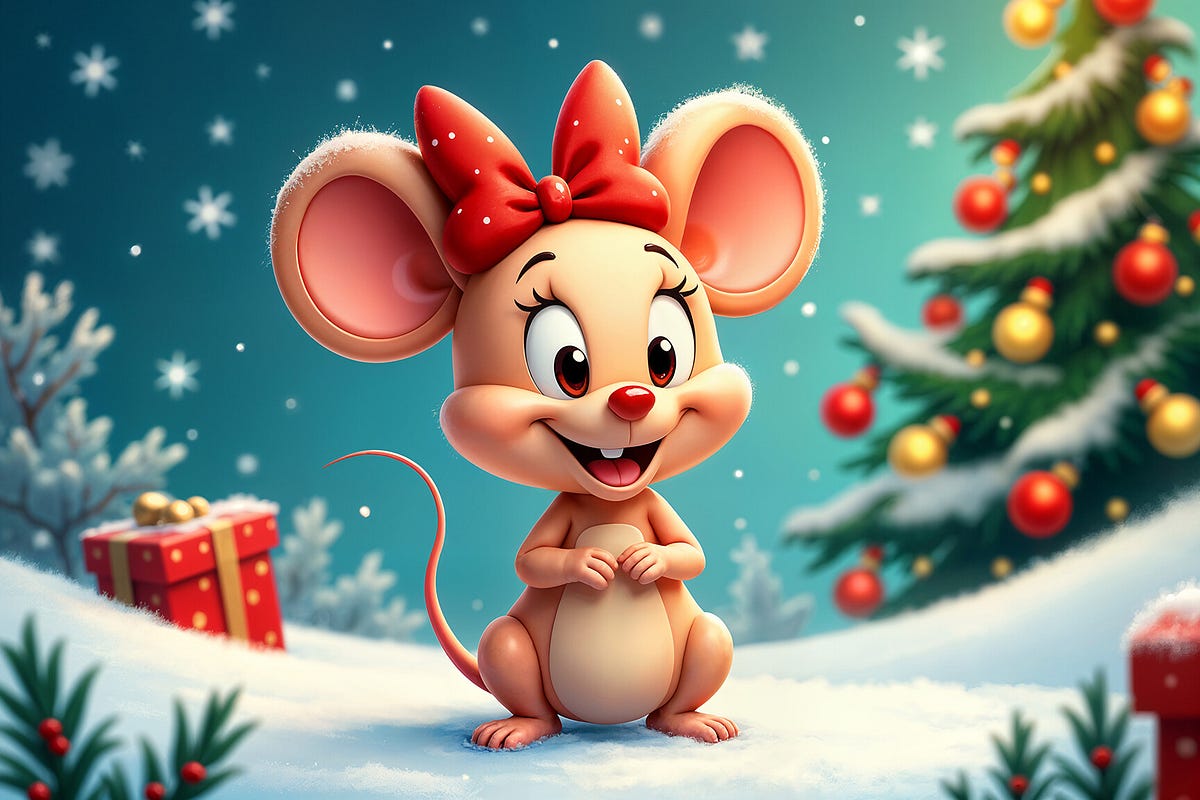 Animated Mouse with a Red Bow. Free - Lushcanvas - Medium