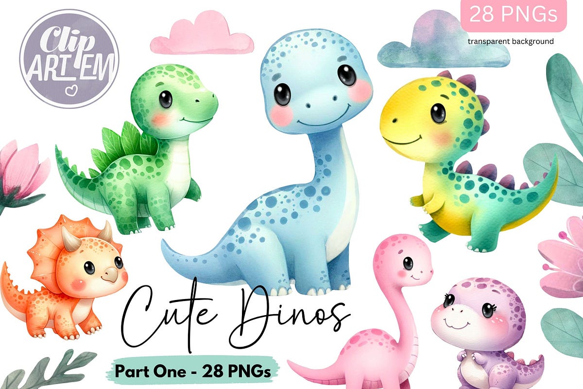 Dinosaurs 28 Bundle Clip Art Baby Dinos Free | by Eternalessence | Medium