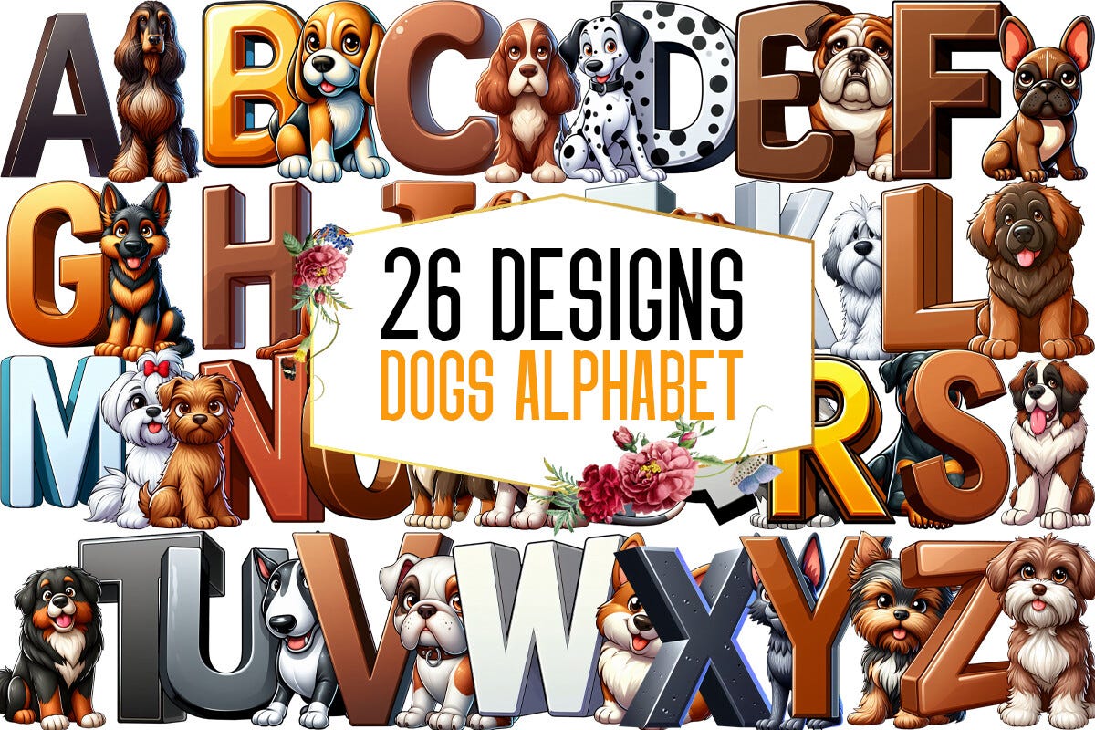 Cute Dogs Alphabet PNG Sublimation | by Cyberceleste | Jul, 2024 | Medium