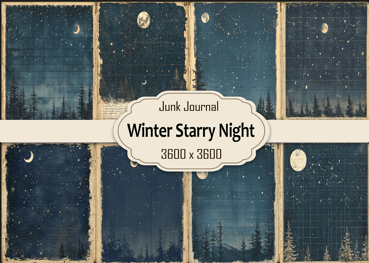 Winter Starry Night Junk Journal Page Free | by Coffeedepressed | Oct ...
