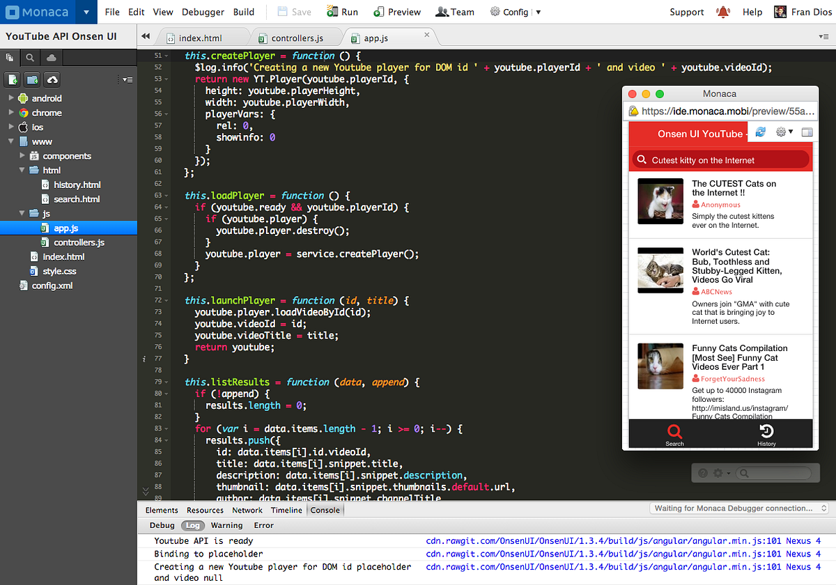 Make A Youtube App With Angularjs And Onsen Ui By Fran Dios The Web 5031
