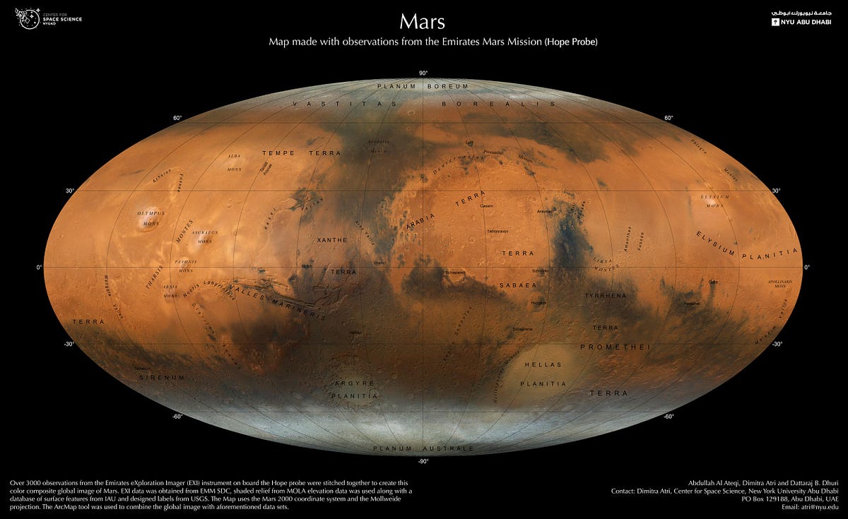 Emirates Hope mission provides a stunning new map of the Red Planet ...