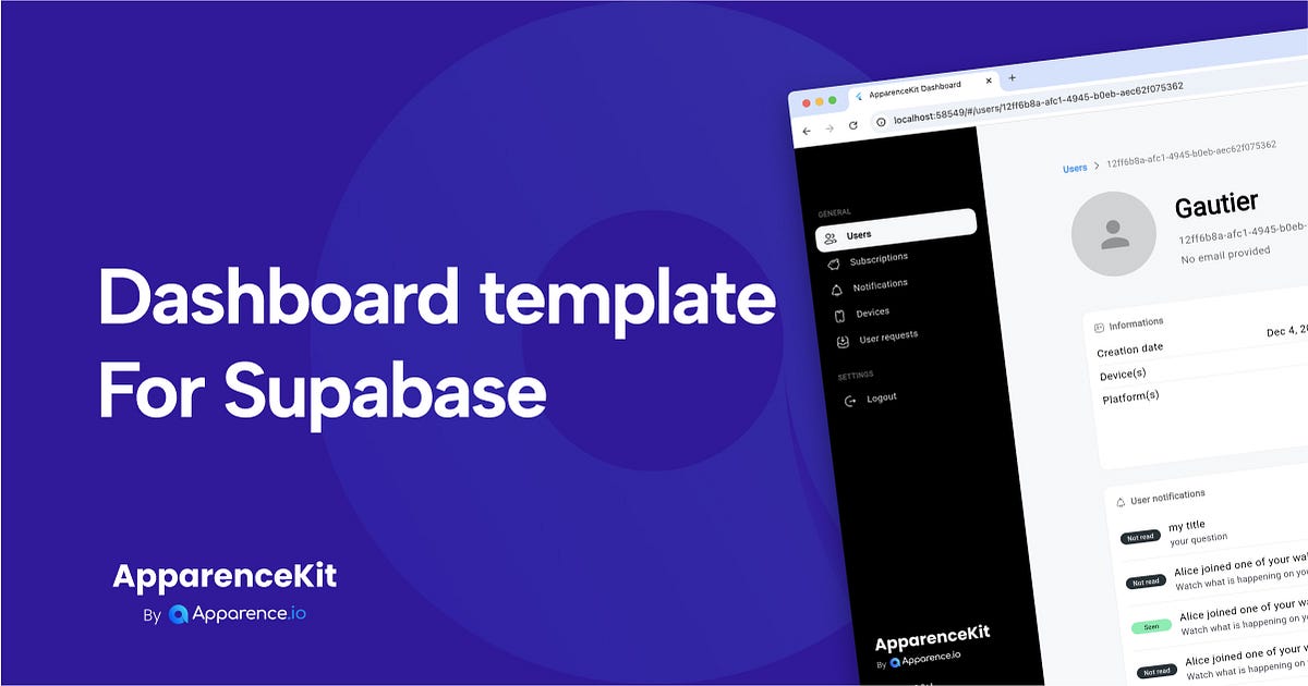 A new Flutter template dashboard for ApparenceKit and Supabase | by Gautier | Apparence.io | Medium