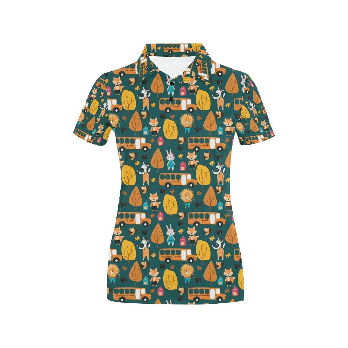 Mens & Womens School Bus Print Design Women’s Polo Shirt 3D Polo Shirt ...