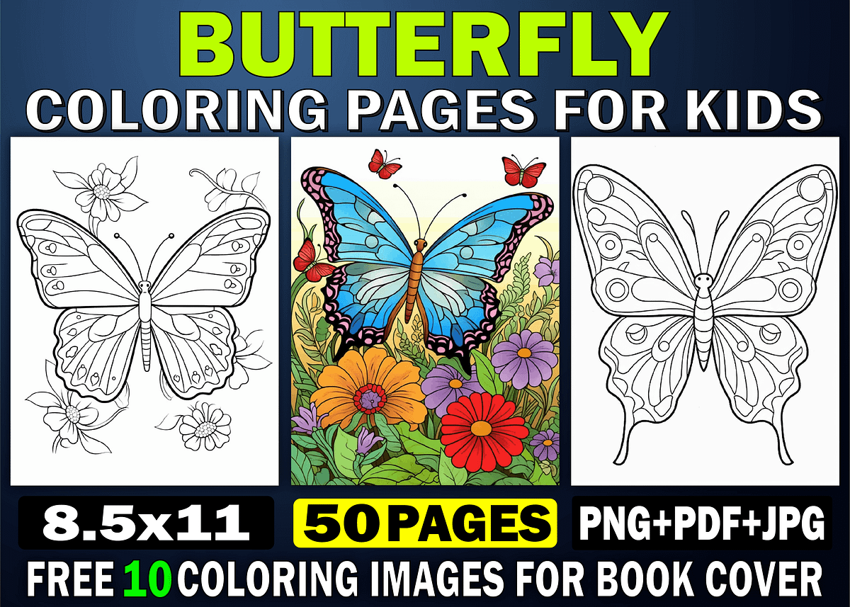 50 Cute Butterfly Coloring Book for KIds Free Download | by Neonnebula ...
