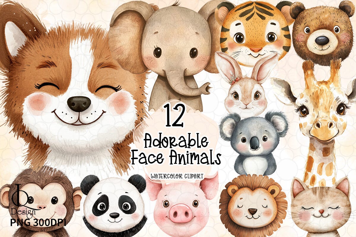 Adorable Face Animals Clipart PNG Free | by Nebulacrafter | Aug, 2024 ...