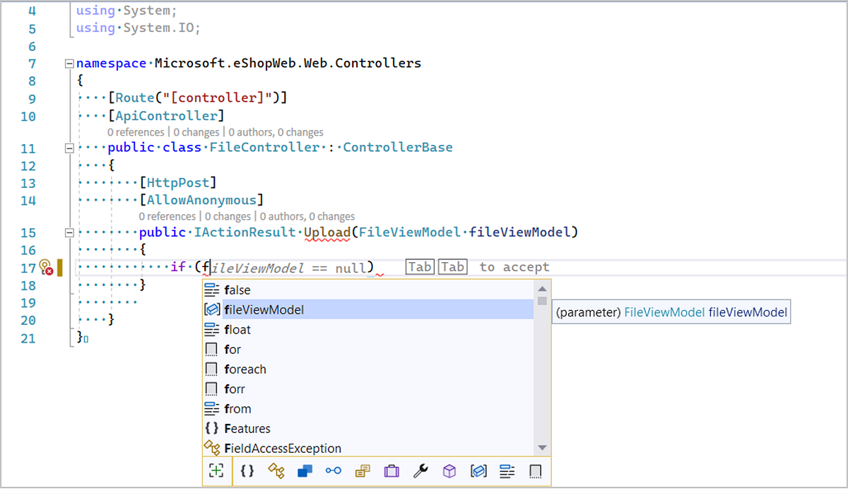 Using a transformer architecture, we were able to give IntelliCode complete line completions ...