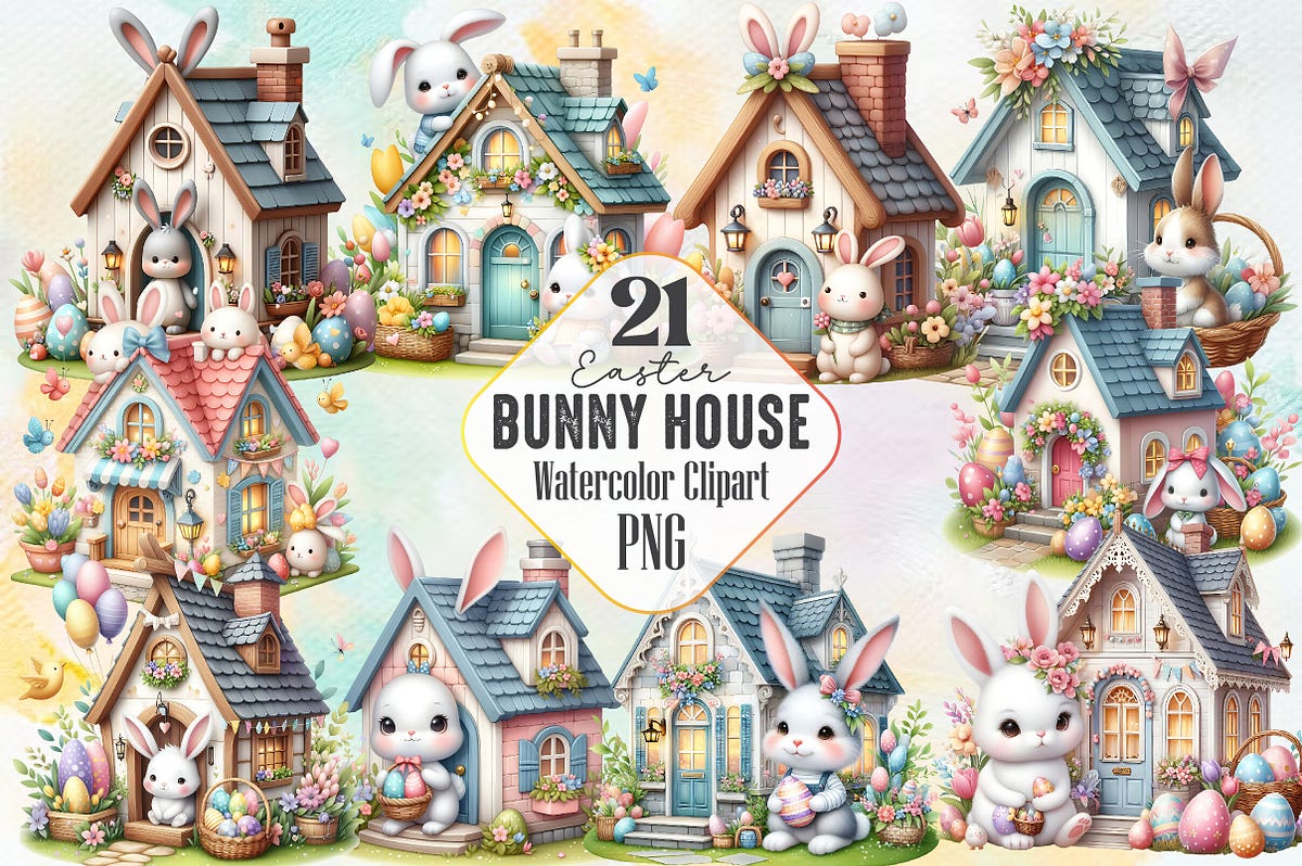 Easter Bunny House Sublimation Clipart Free Download | by Prismpalette ...