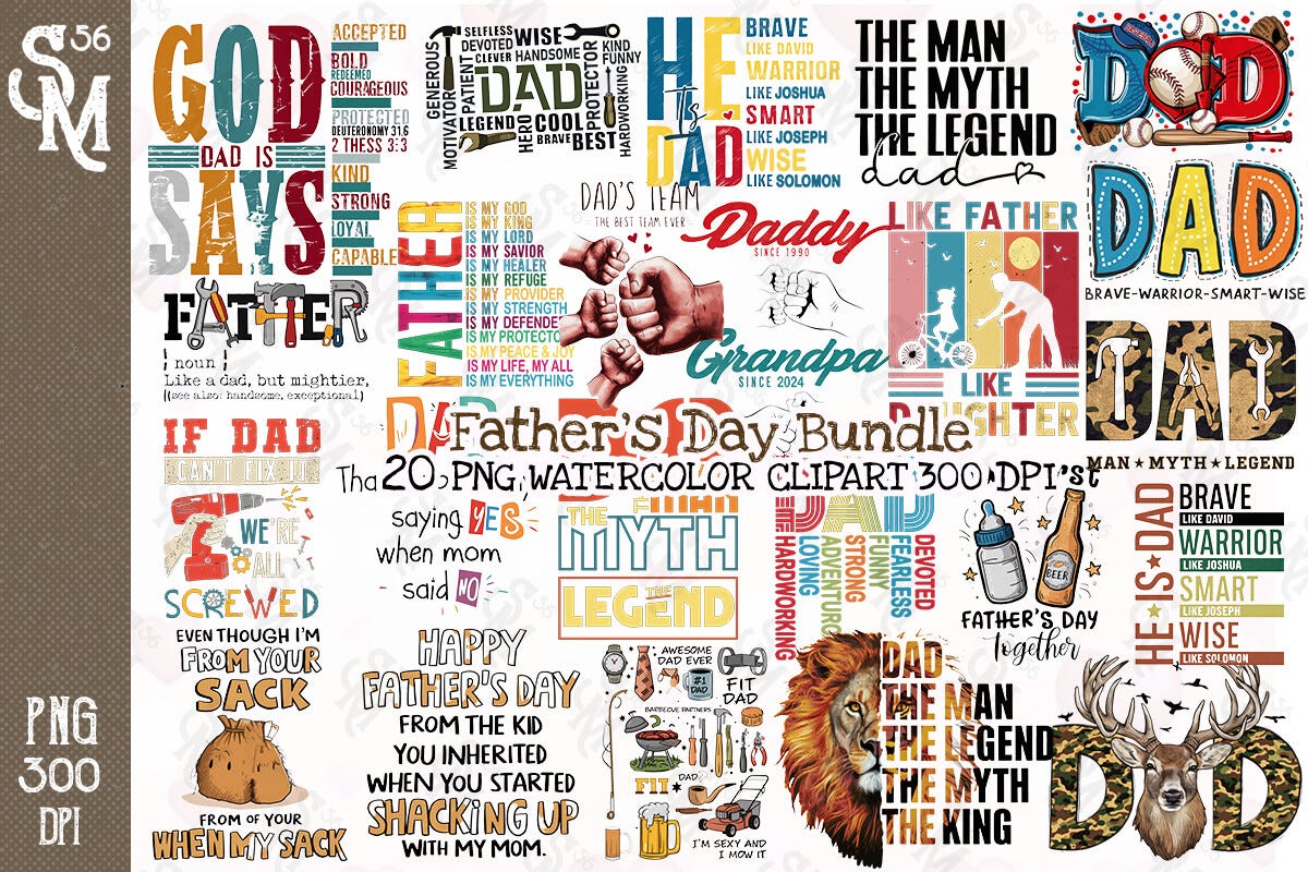 Father’s Day Bundle Clipart PNG Graphics - Leejunhe - Medium