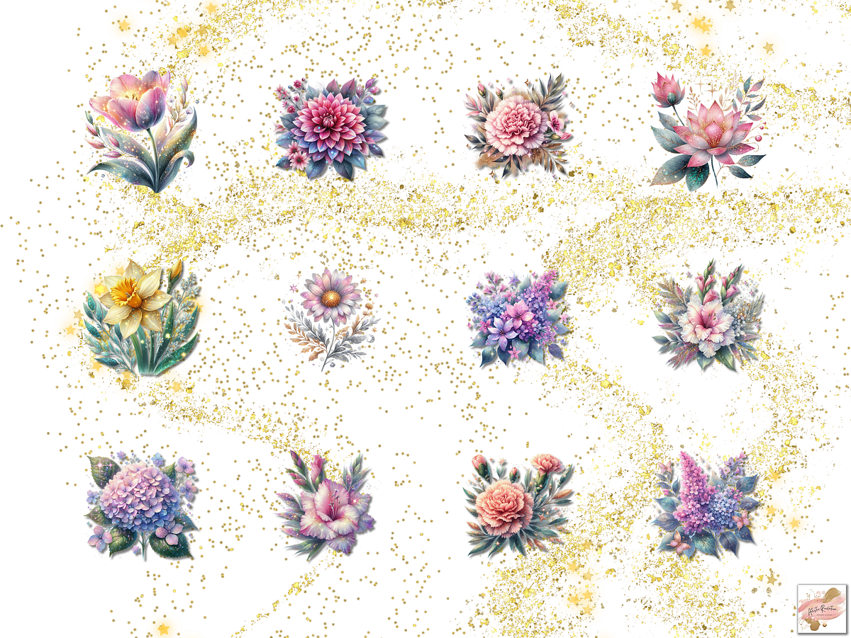 Glitter Flowers Clipart — Flower Png Free | by Lunaeverhart | Medium