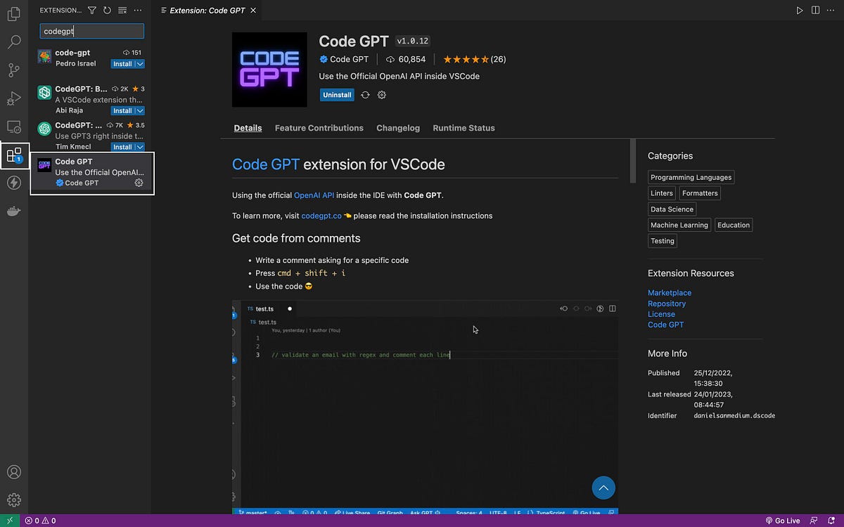 Set up CodeGPT in Visual Studio Code | by roniee | Medium