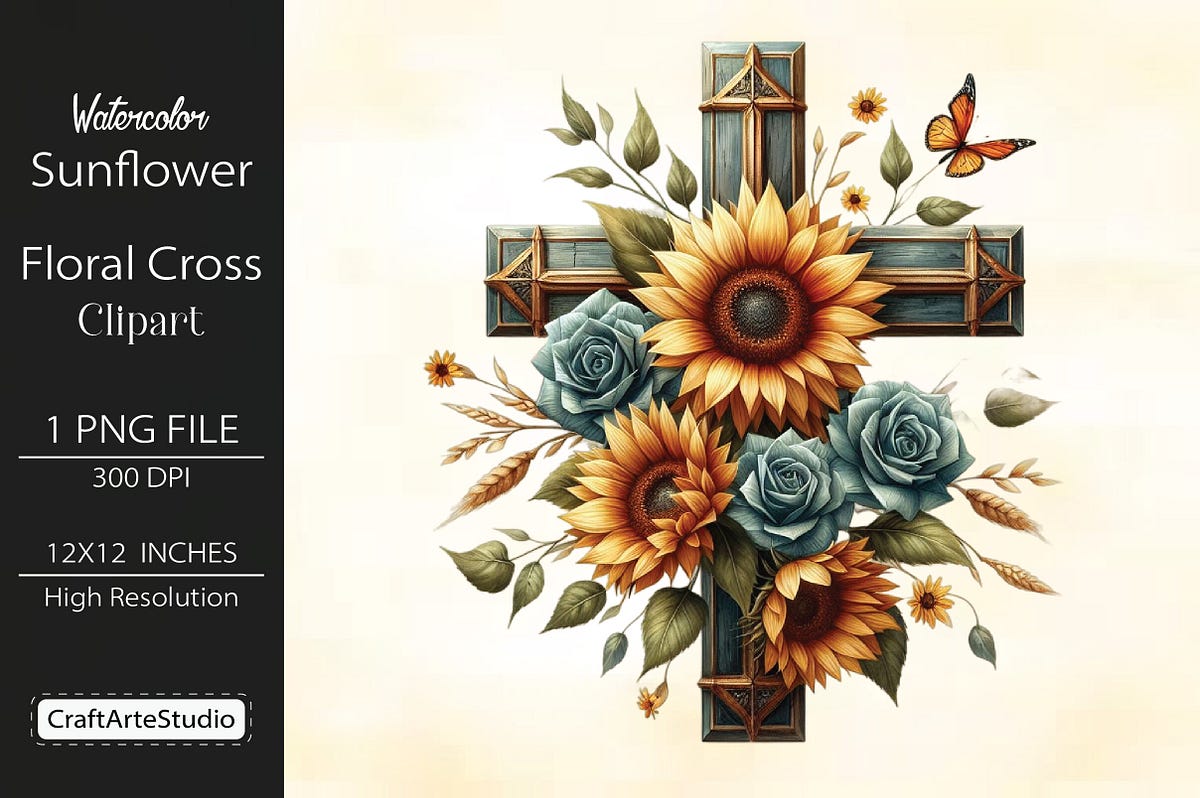 Sunflower Floral Cross Clipart Free Download | by Gracegilded | May ...