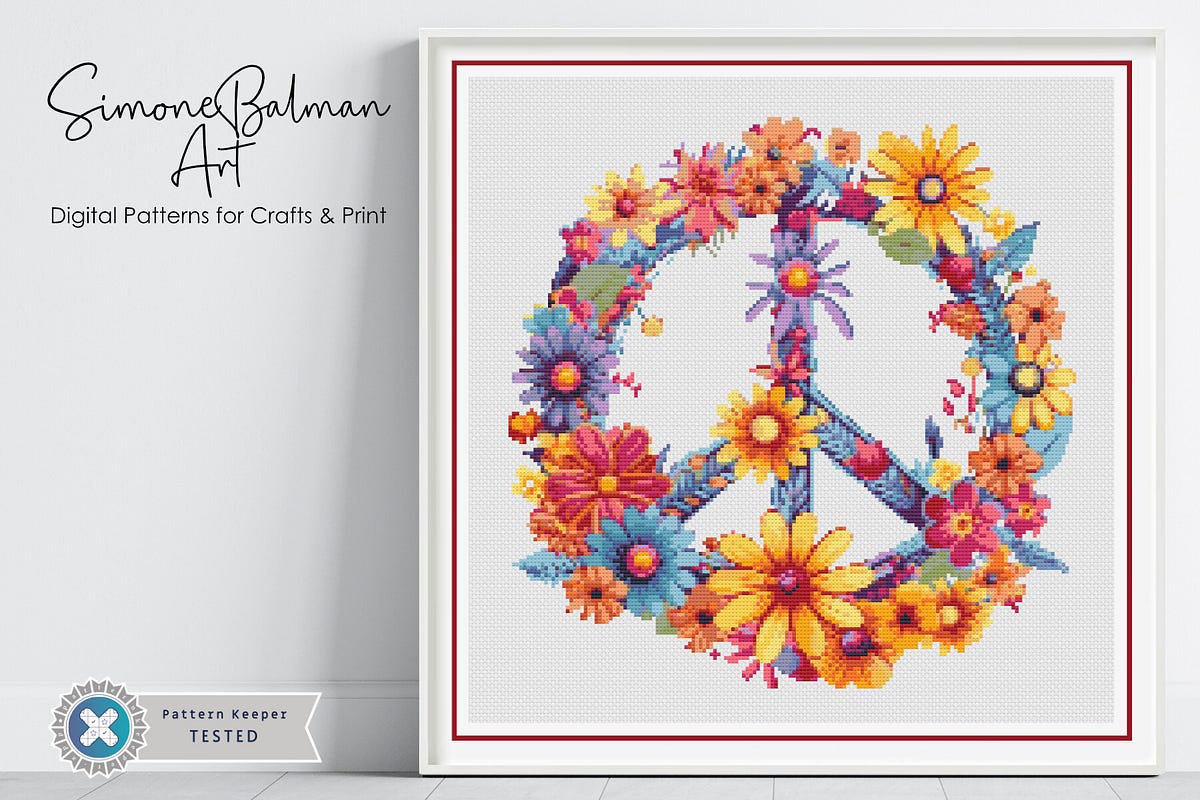 Retro Peace Symbol Cross Stitch Pattern (Cross Stitch Patterns) | by ...