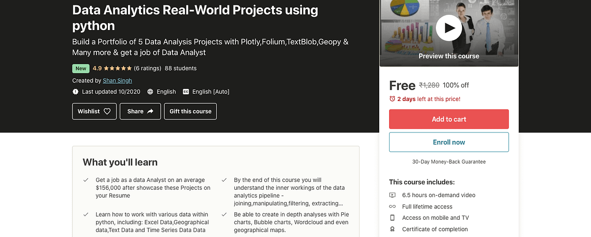 Data Analytics Real-World Projects using python | 100% Off | by ...