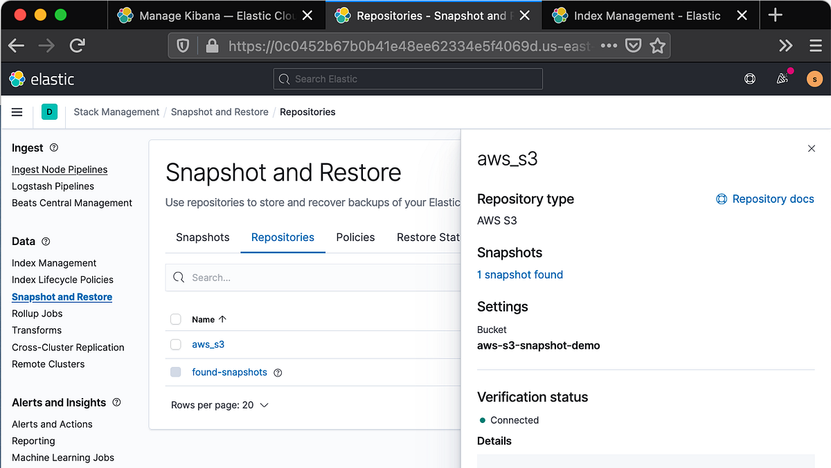 Elasticsearch Service Snapshot Repositories in AWS S3 | by Stef Nestor | Medium
