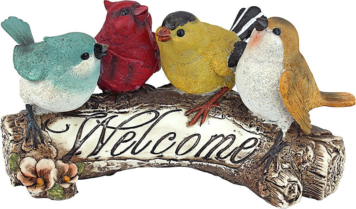Design Toscano QM223531 Birdy Welcome Sign Garden Bird Statue, 4. 5 ...