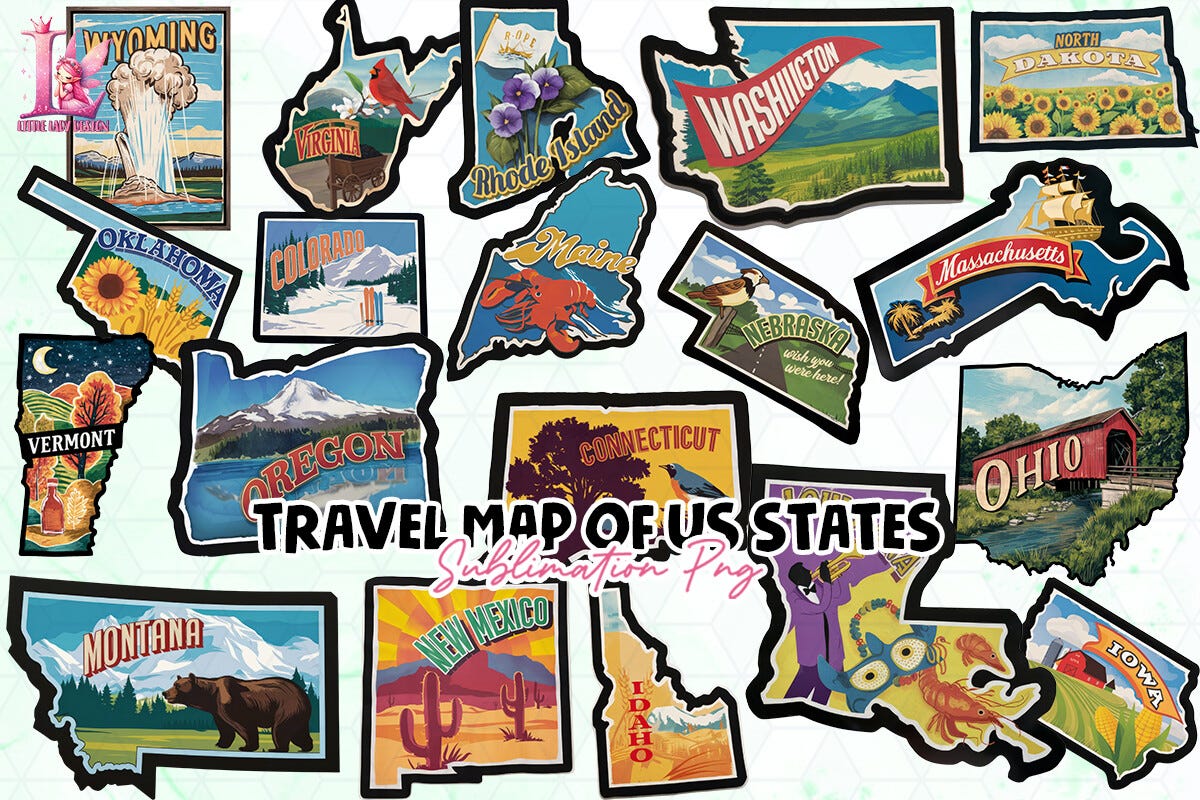 Travel Map of US States Clipart PNG Free | by Celestialbrush | Medium