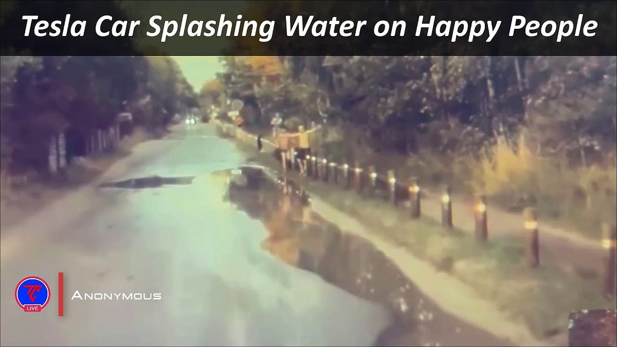 Tesla Car Splashing Water on Happy People | TeslaCam Live - TeslaCam ...