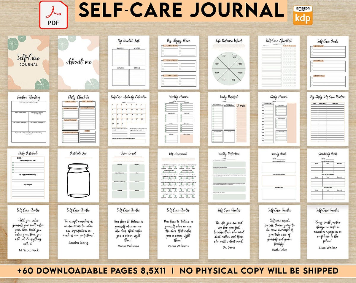 Self-care self love wellness, guided journal With Prompts 63 Pages PDF ...