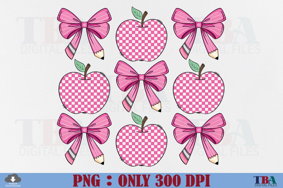 Teacher Apple Coquette Pink Pencil Bow Free | by Synapsesurfer | Jul ...