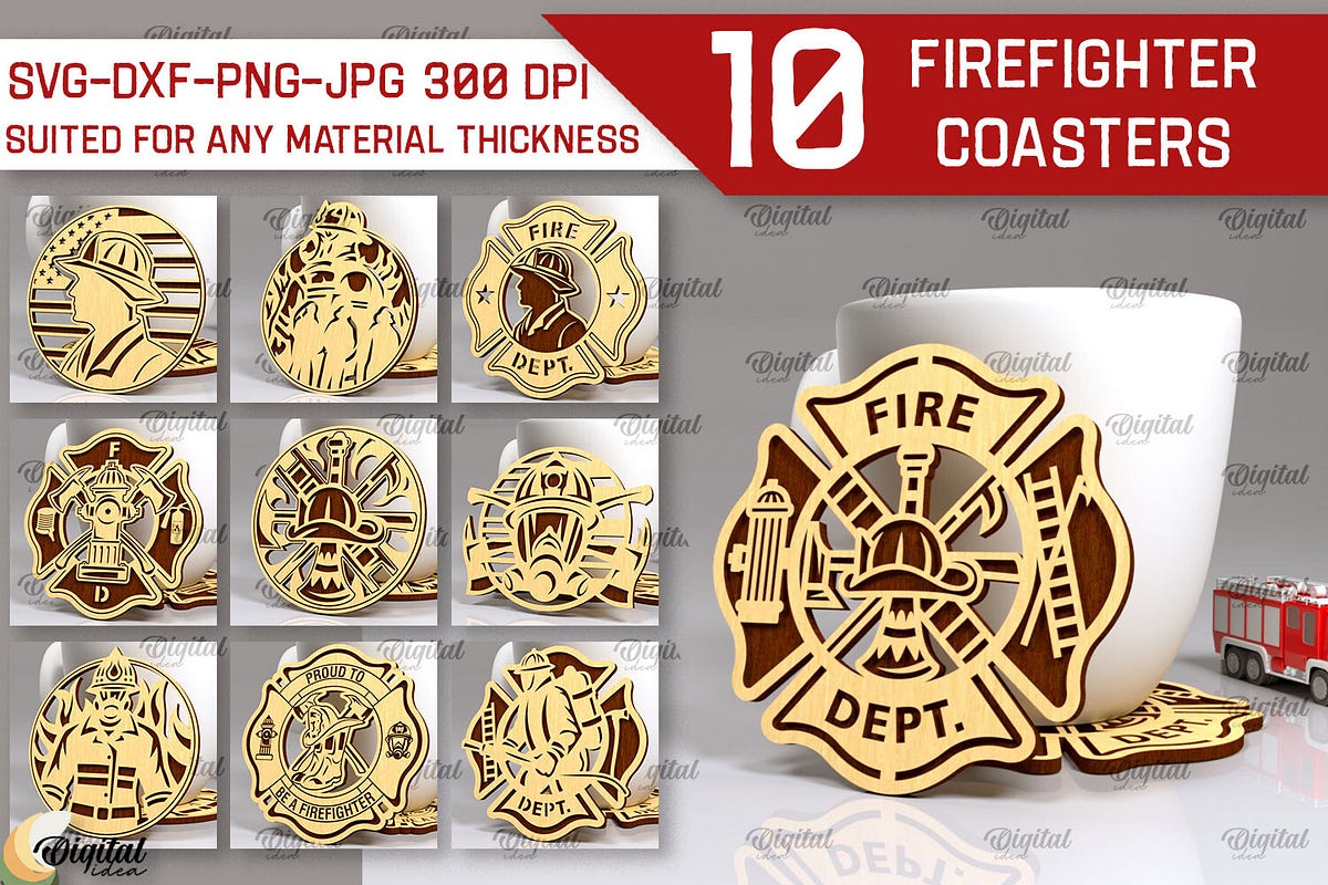 Firefighter Coasters Laser Cut Bundle Free | by Aetherarcadia | Aug ...